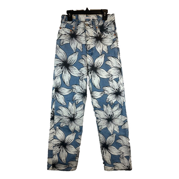 Levi's | Jeans | Levis X Farm Rio Women 25x29 Flower Burst Light Wash Ribcage Straight Jeans A56 ...